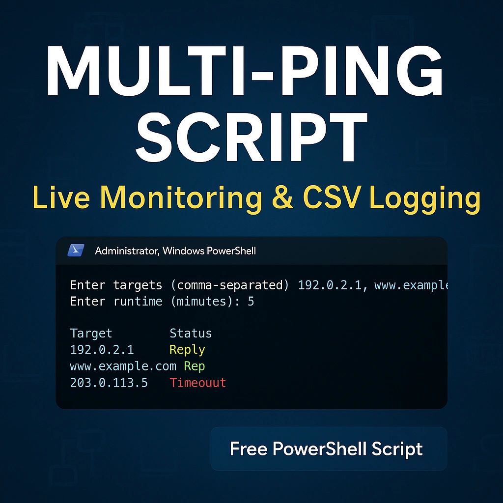Multi-Ping Script for IT Pros – Live Monitoring & CSV Logging